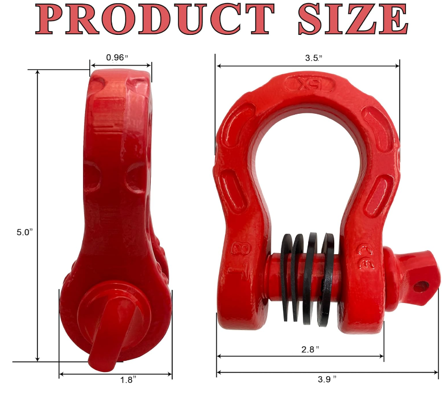 Mega D Ring Shackles，Stronger Than 3/4" D Rings–Tow Shackle, 7/8" Pin ...
